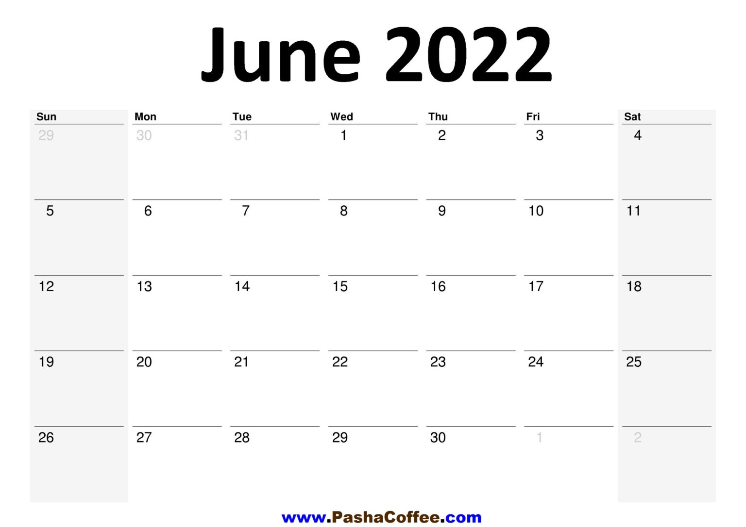 2022 June Calendar Planner Printable Monthly – PashaCoffee.com