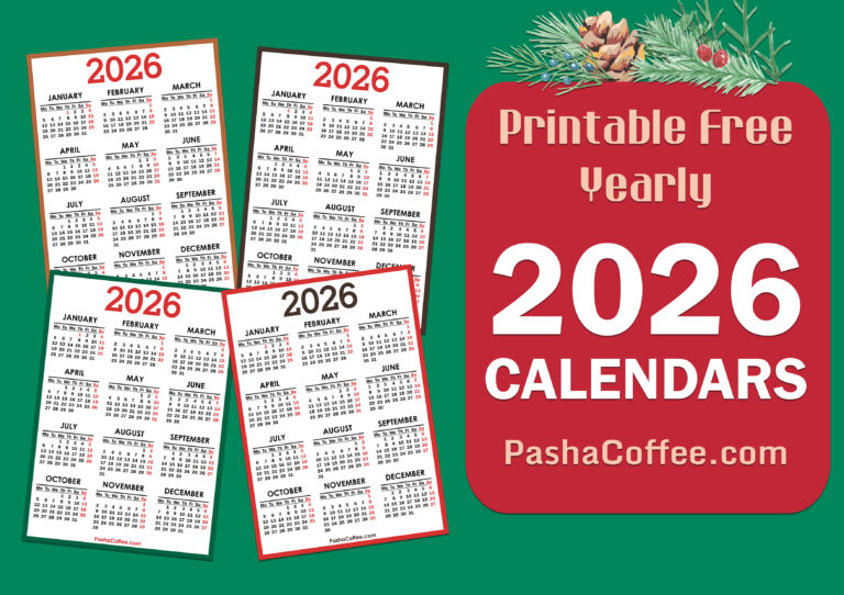 2026 Calendar, Printable Free, Vertical, Sunday Start – PashaCoffee.com